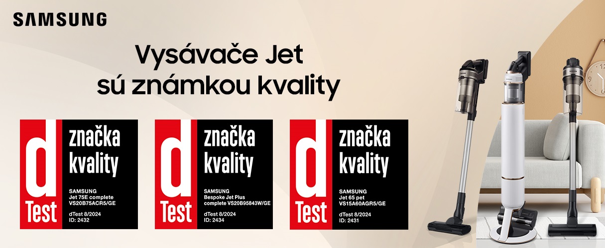 Tyčové vysávače Samsung Jet sa osvedčili v magazíne dTest a získali ...