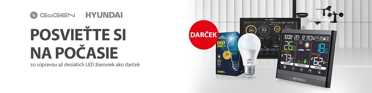 Meteostanice GoGEN a Hyundai so súpravou žiaroviek ETA zadarmo | Alza.sk