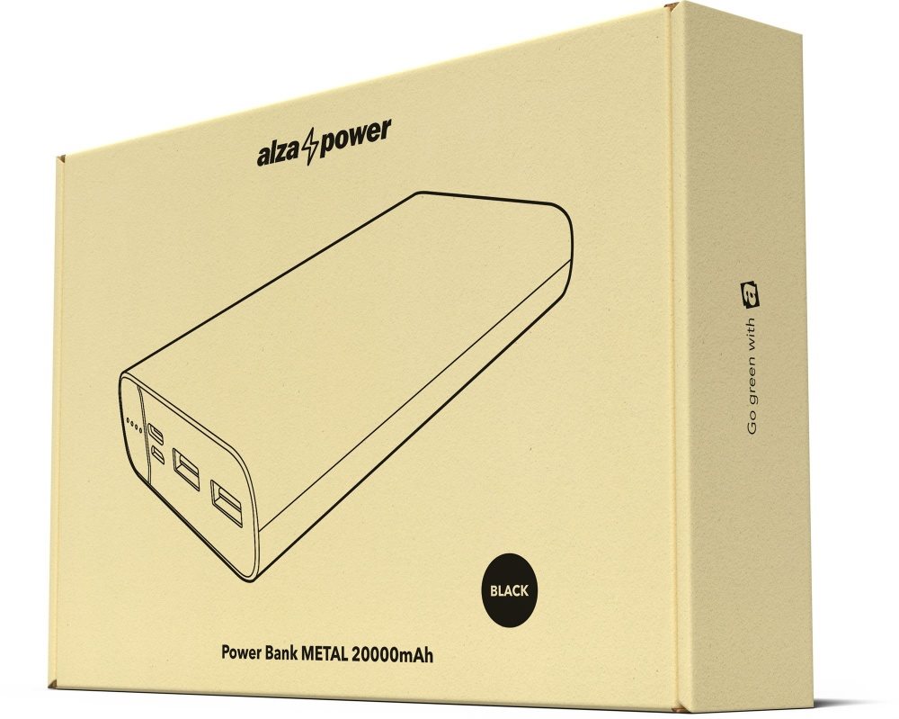 AlzaPower Metal 20 000 mAh Fast Charge + PD3.0 čierna - Powerbank | Alza.sk