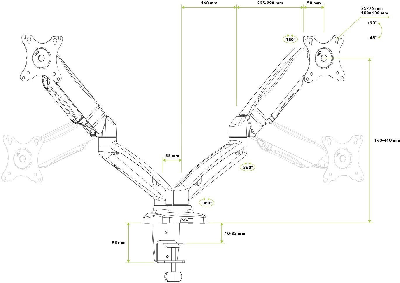 AlzaErgo Arm AR2.1 čierny za 69,90 € - Držiak na monitor | Alza.sk