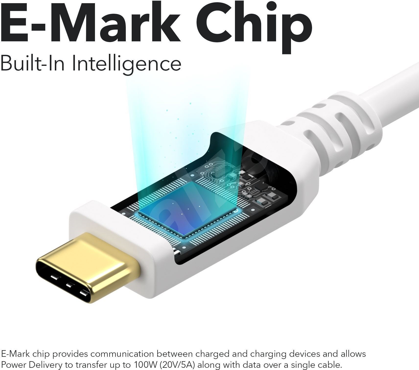 AlzaPower Core USB-C/USB-C 2.0, 5 A, 100 W, 2 m biely - Dátový kábel ...