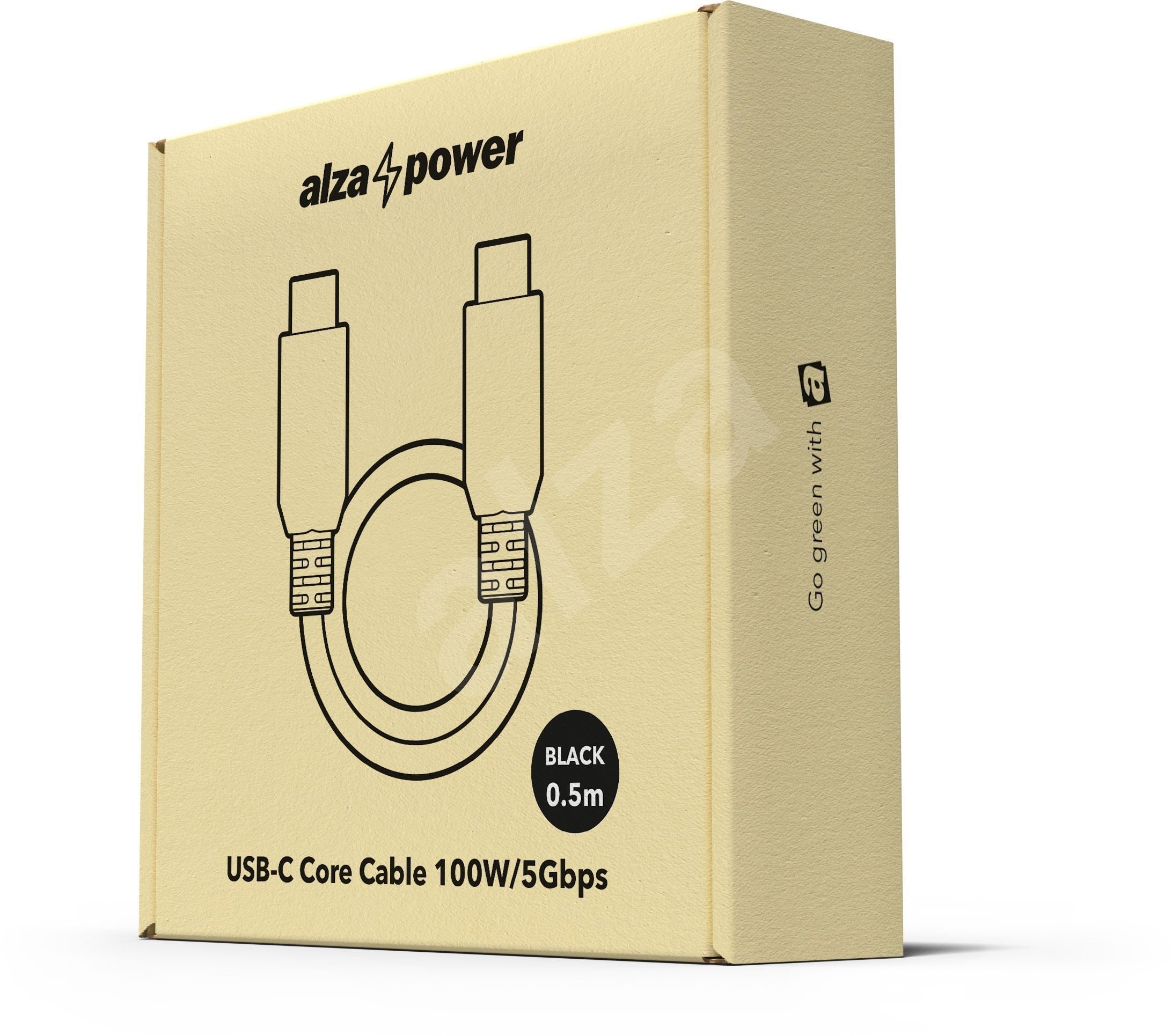 AlzaPower Core USB-C/USB-C 3.2 Gen 1, 5 A, 100 W, 0,5 m čierny od 7,67 ...