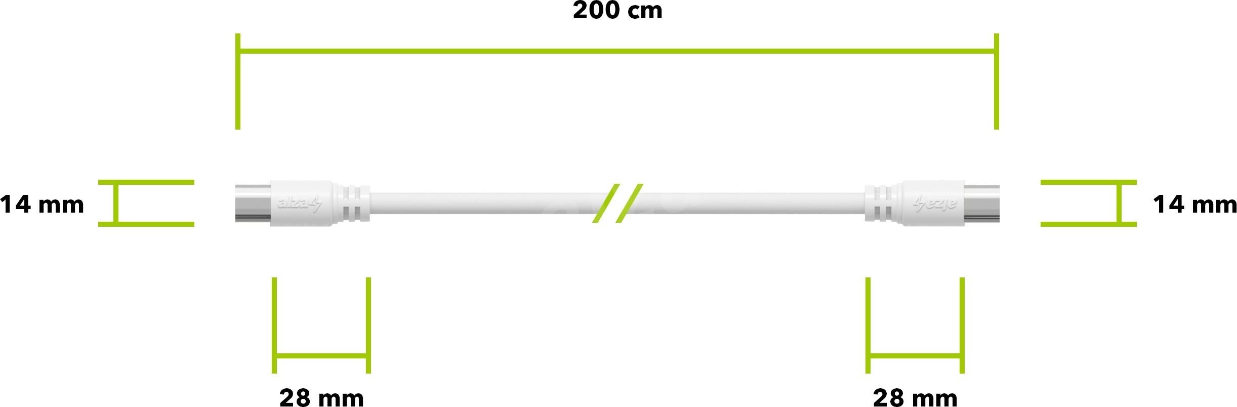 AlzaPower Core Coaxial IEC (M) – IEC (F) 2 m biely za 3,70 ...