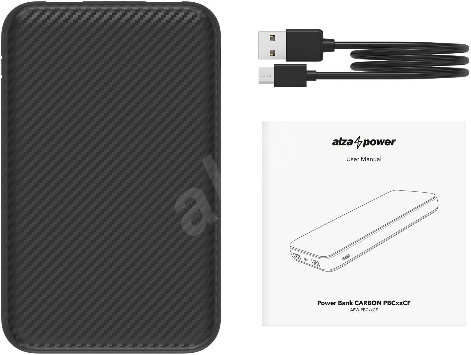 AlzaPower Carbon 10000 mAh Fast Charge + PD3.0 Black - Powerbank | Alza.sk