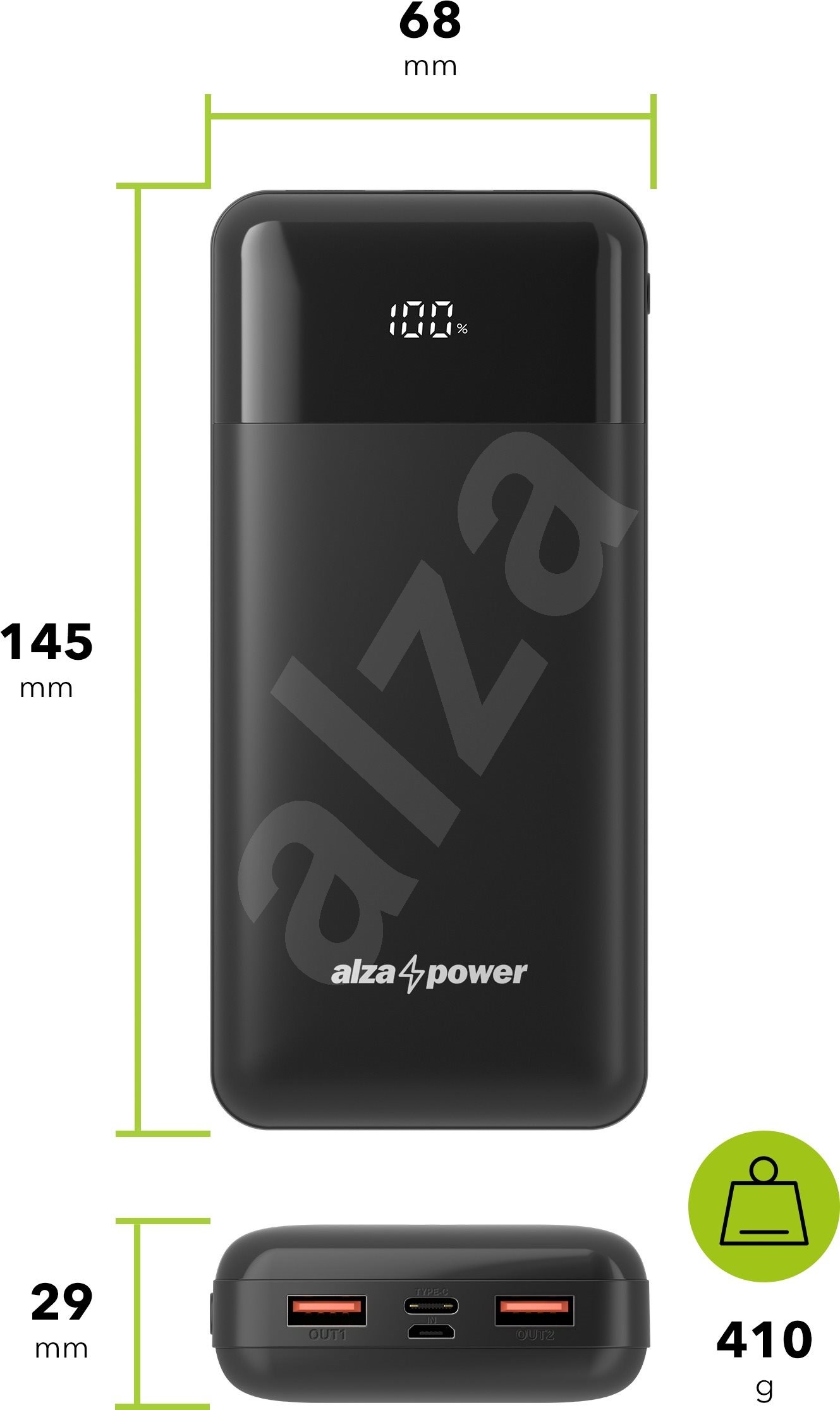 AlzaPower Parade 20000 mAh Power Delivery (22,5 W) čierna od 33,22 ...