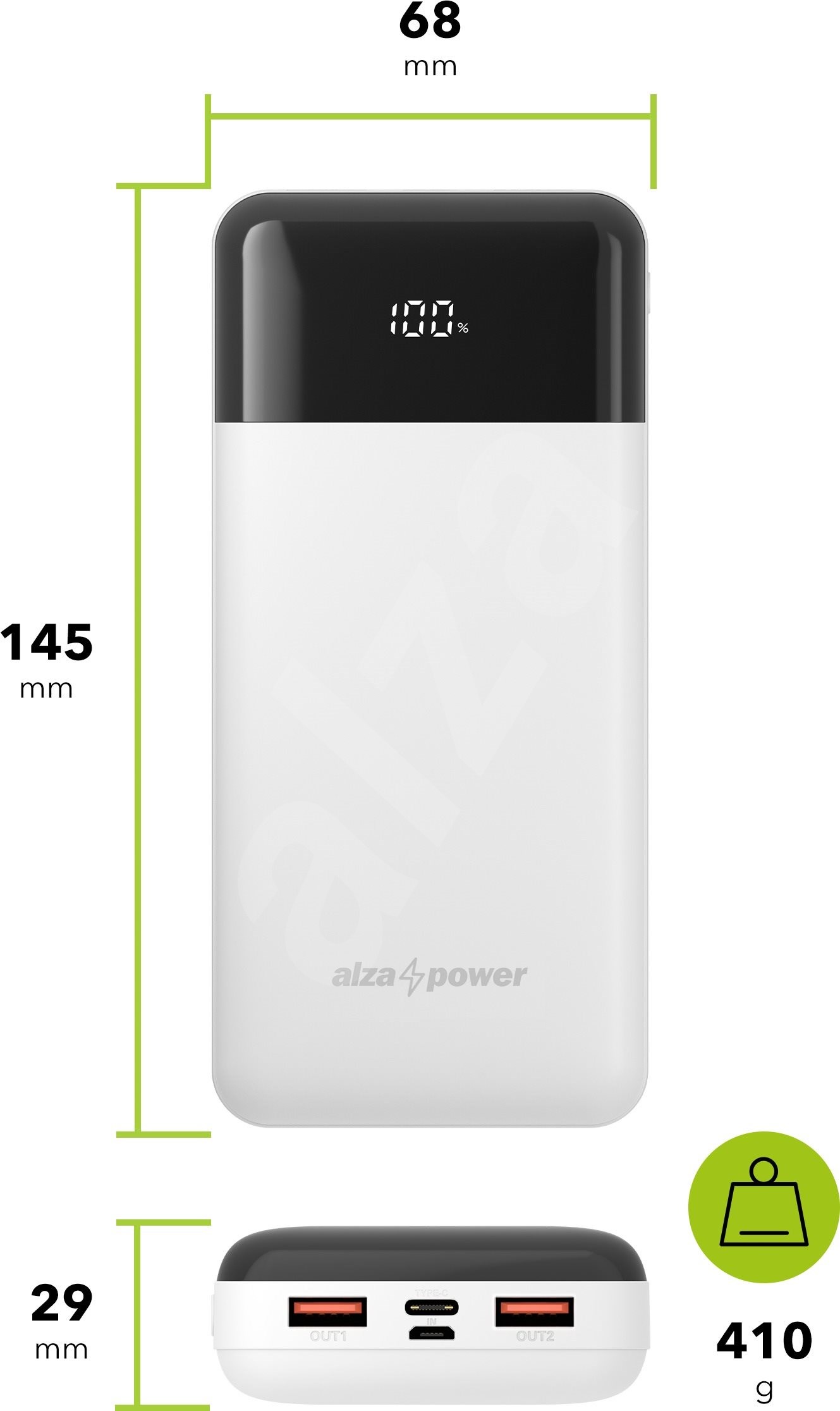 AlzaPower Parade 20000 mAh Power Delivery (22,5 W) biela od 33,22 ...