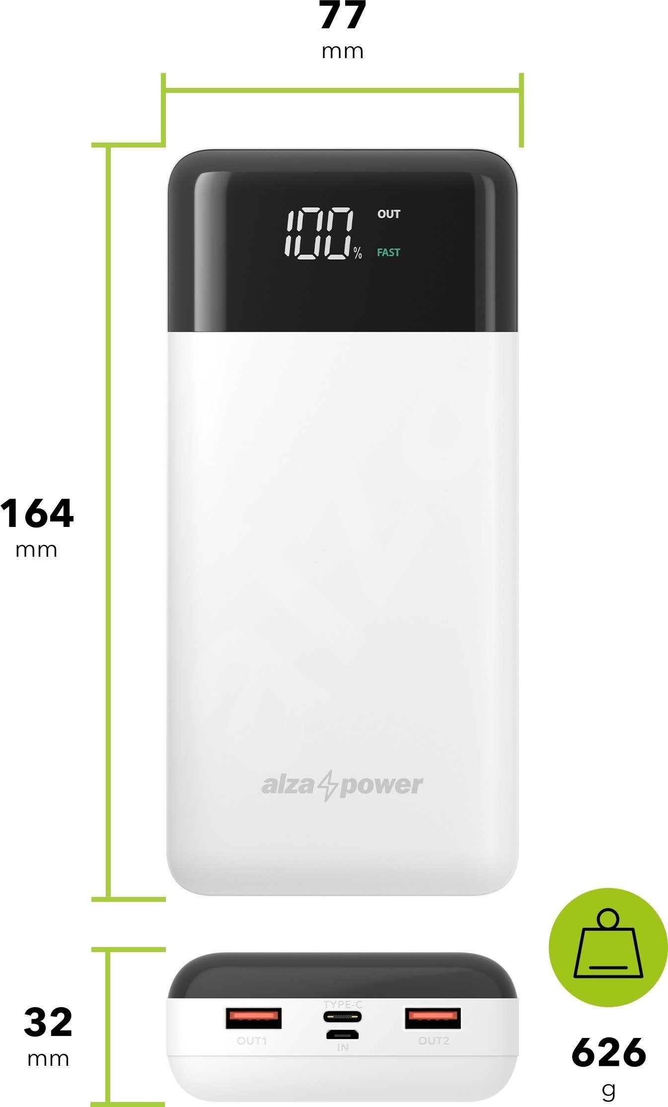 AlzaPower Parade 30000 mAh Power Delivery (18 W) biela za 56,90 ...