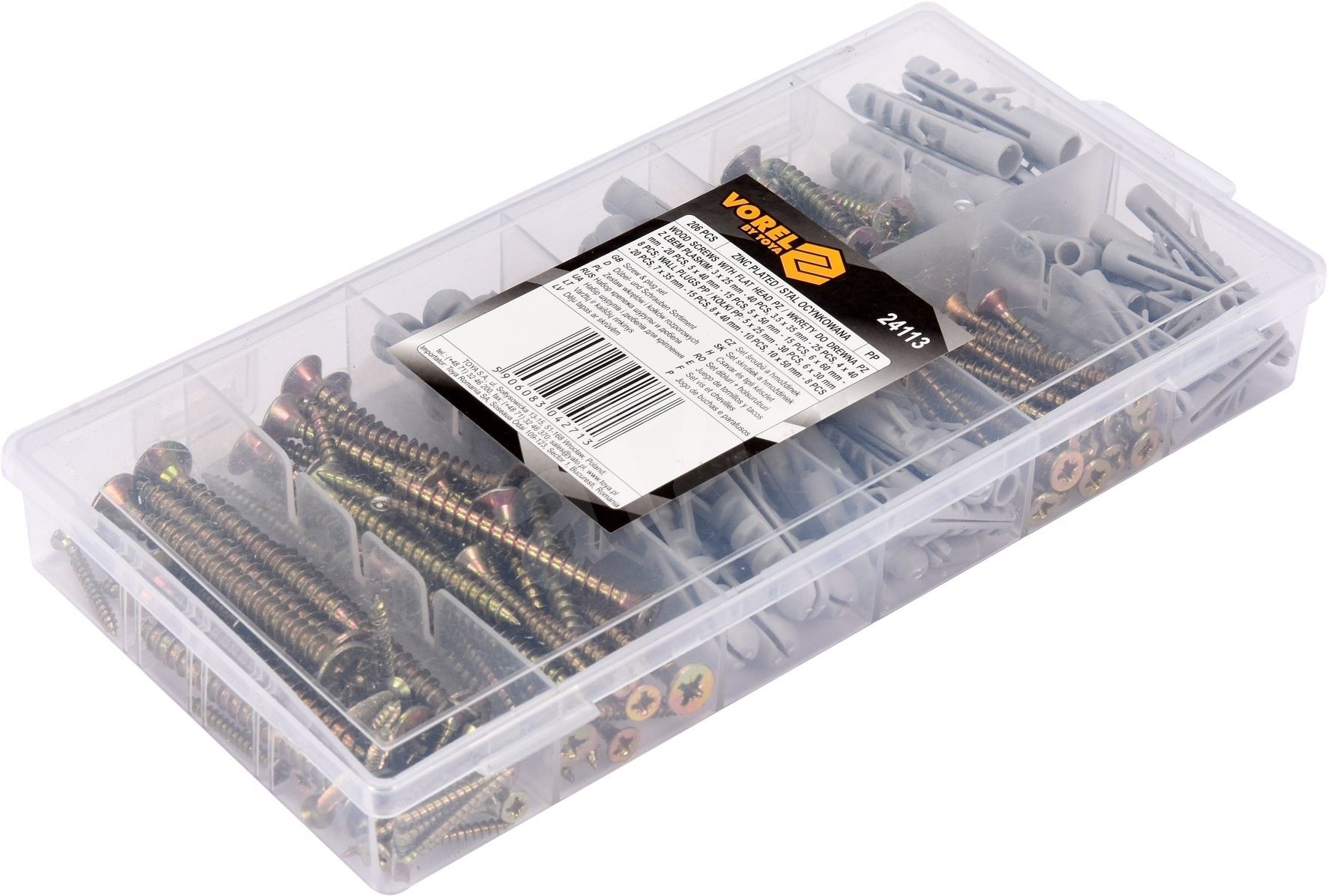 VOREL Sada skrutiek a hmoždiniek 206 ks - Súprava spojovacieho ...