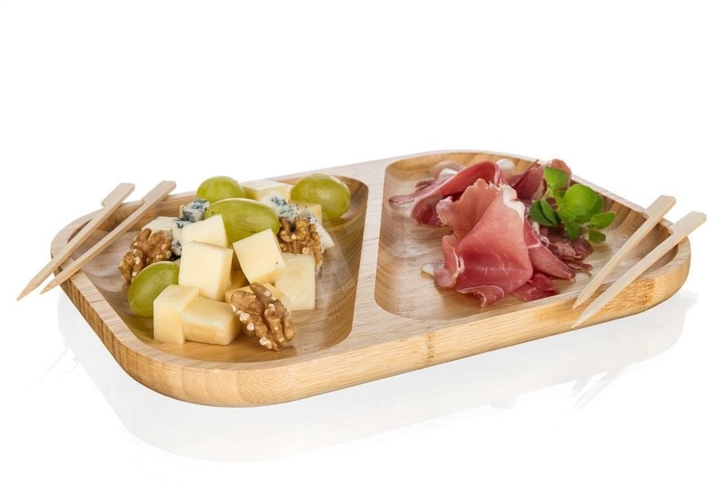 Banquet Tanier servírovací delený BRILLANTE Bamboo 28,5 × 21 × 2 cm ...