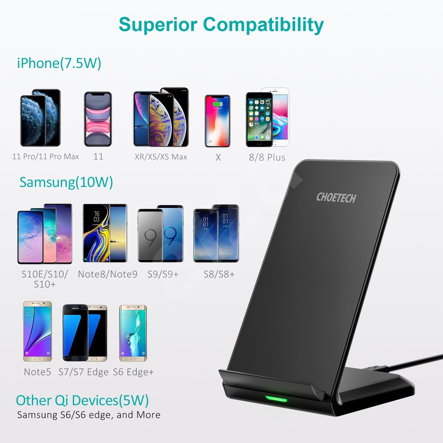 ChoeTech Wireless Fast Charger Stand 10 W Black - Bezdrôtová nabíjačka ...