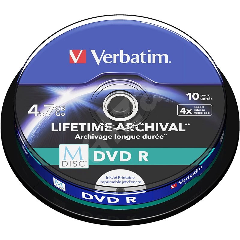 VERBATIM M-DISC DVD R 4× 4,7 GB Inkjet Printable 10 pck/BAL - Médium ...