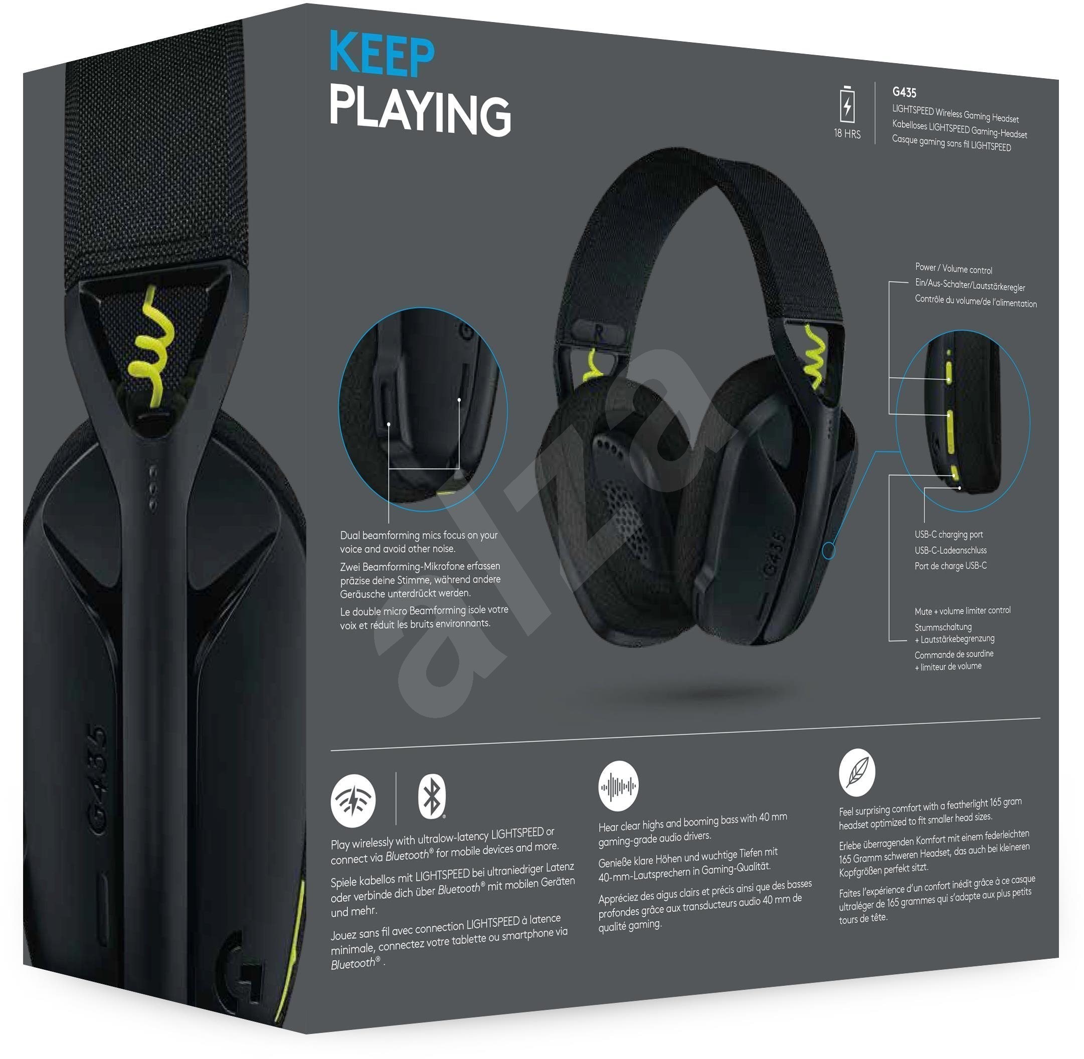 Logitech G435 LIGHTSPEED Wless Gaming Headset čierne - Herné slúchadlá ...