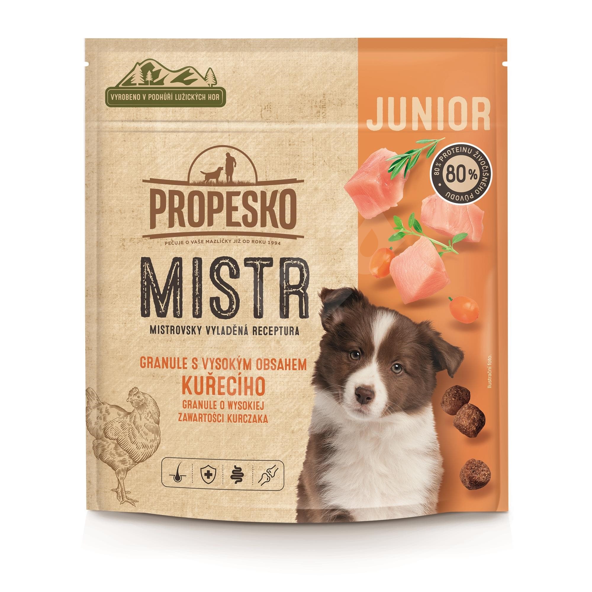 Propesko Mistr JUNIOR granuly s čerstvým kuracím 0,5 kg - Granule pre ...