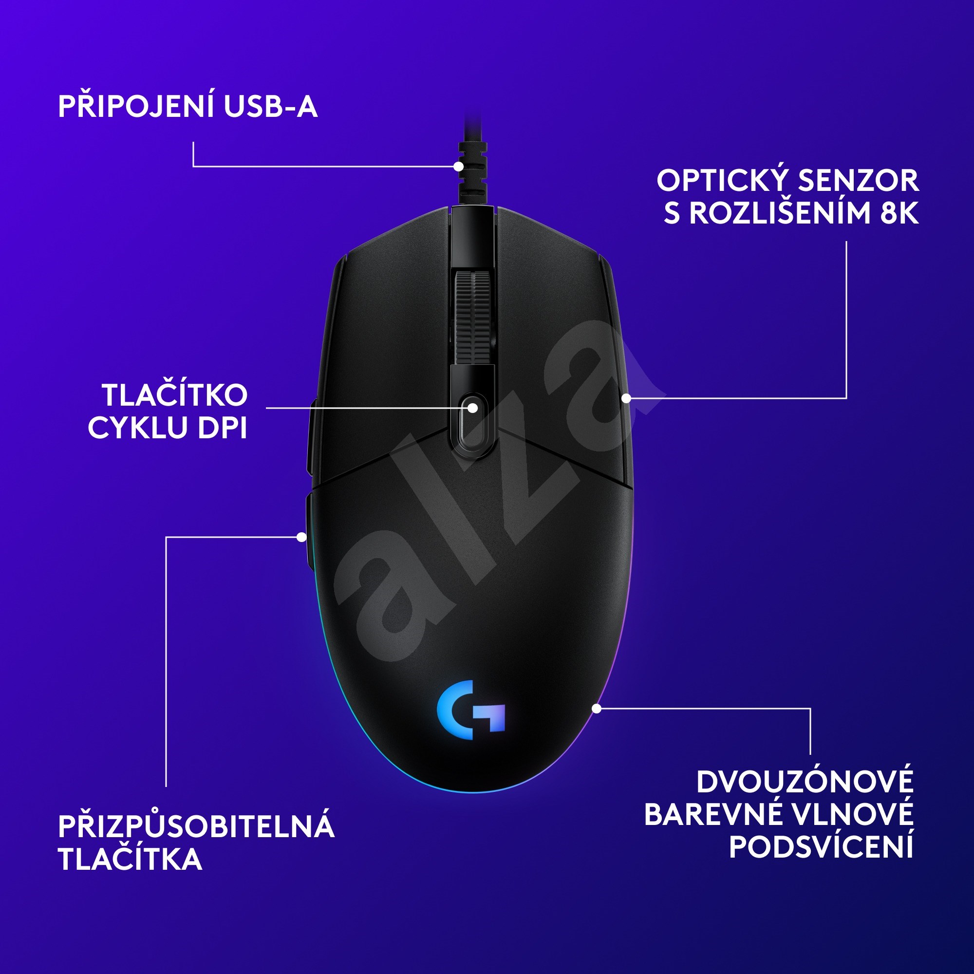 Logitech G203 Lightsync, black - Herná myš | Alza.sk