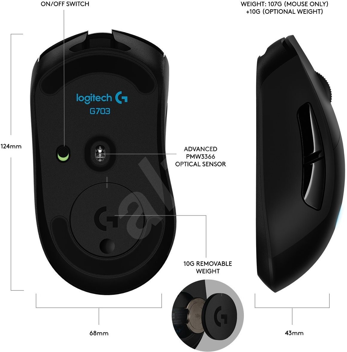 Logitech G703 Lightspeed - Herná myš | Alza.sk