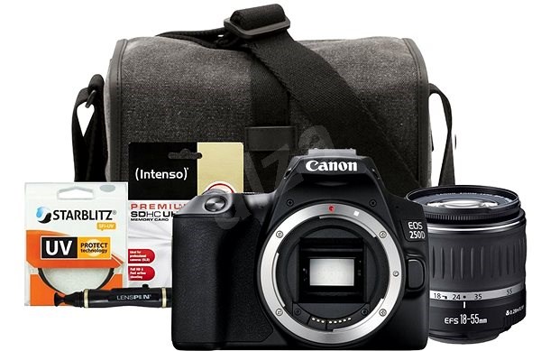 Canon EOS 250D čierny + 18–55 mm DC III + Canon Starter Kit 58 mm ...