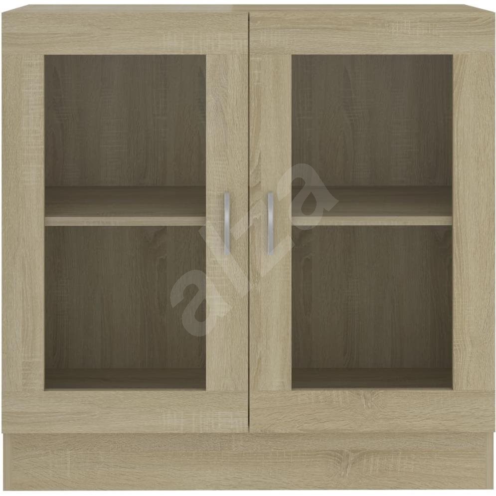 Shumee presklená skriňa dub sonoma 82,5 × 30,5 × 80 cm drevotrieska ...