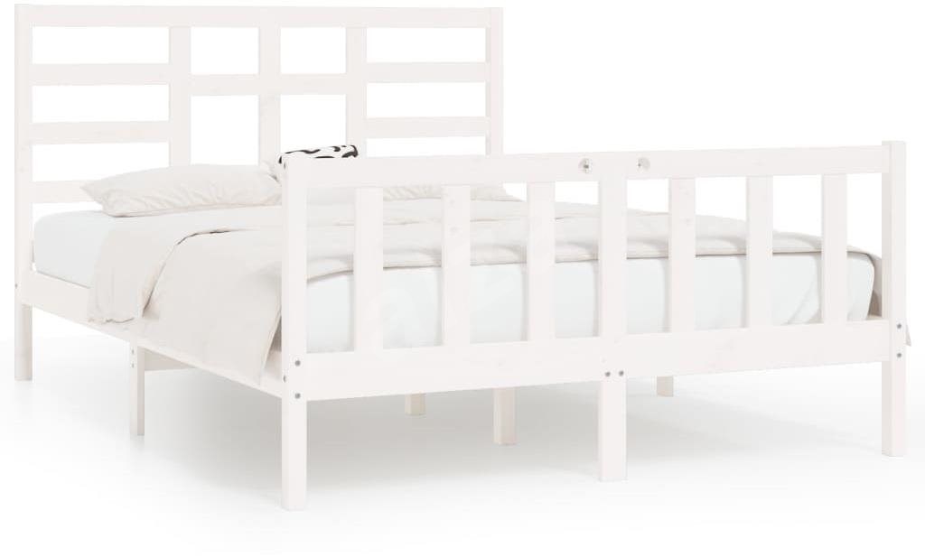 Rám postele biely masívne drevo 150 × 200 cm King Size, 3107619 - Rám ...