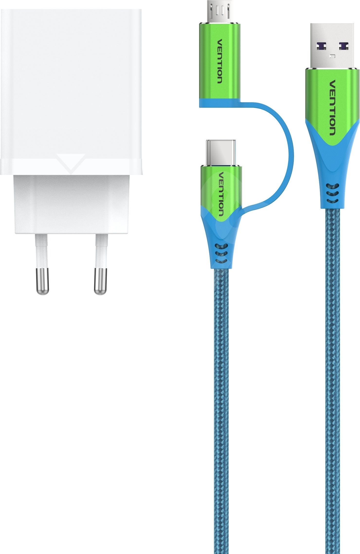 Vention & Alza Charging Kit (18 W + 2 in 1 USB-C/micro USB Cable 1 m ...